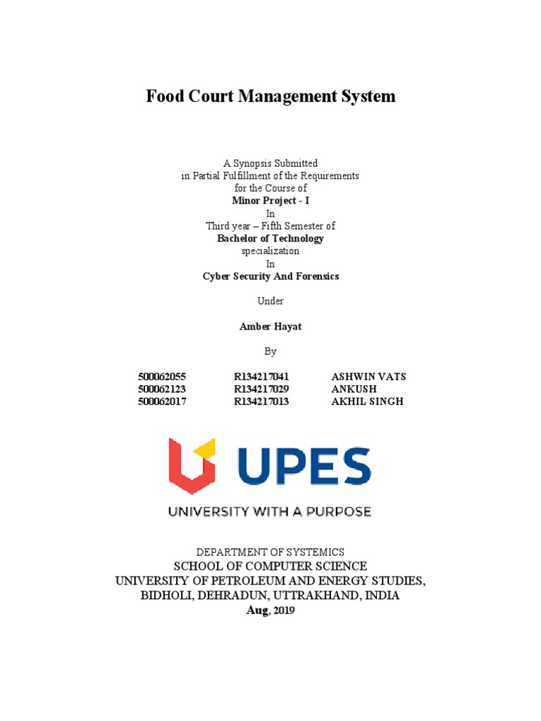 Food Court Management System | PDF | Menu | Tablet Computer