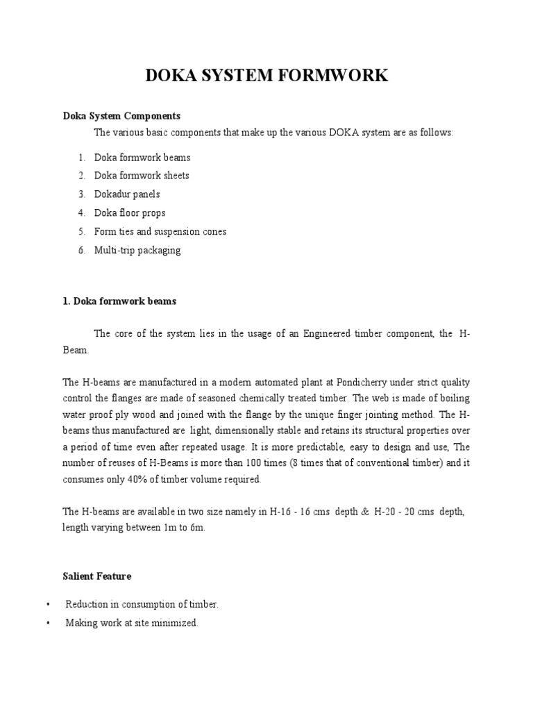 Doka Formwork System Components Overview | PDF | Crane (Machine ...