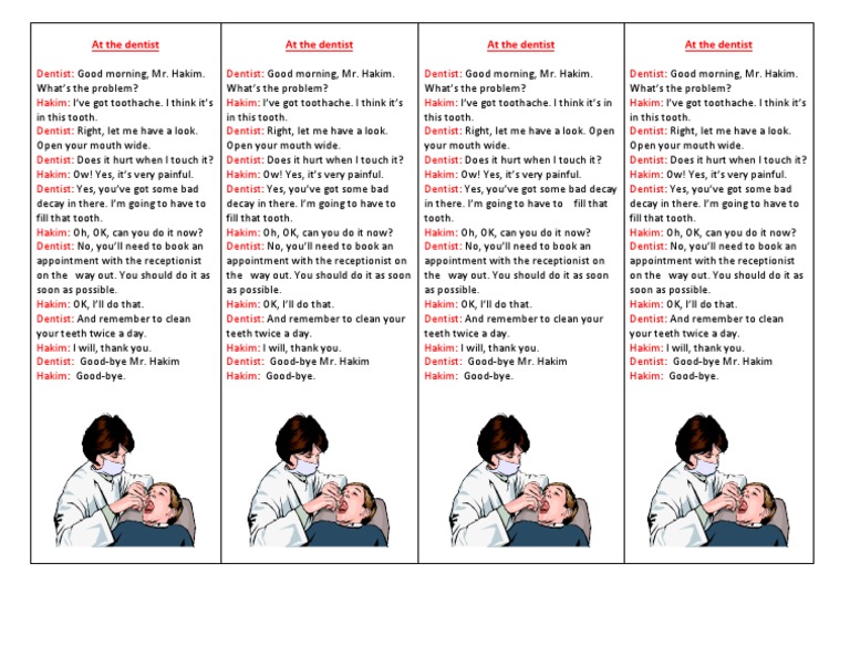 At The Dentist, A Sample Dialogue. | PDF | Dentistry | Human Tooth