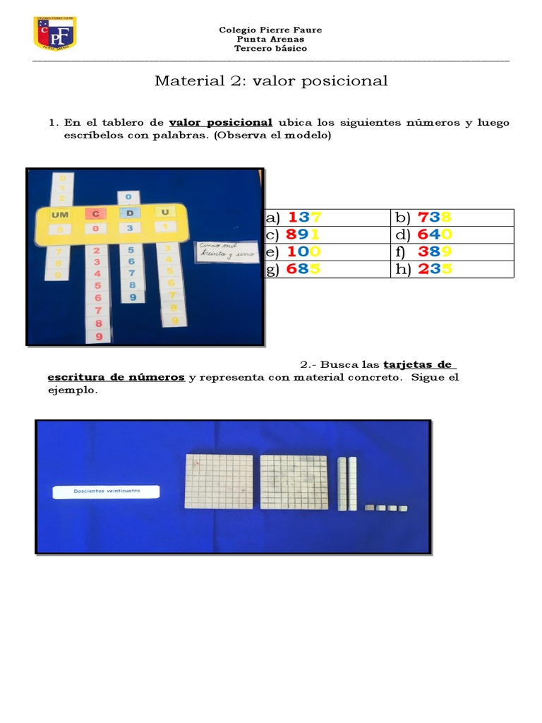 Ejercicios de Valor Posicional para Tercero | PDF