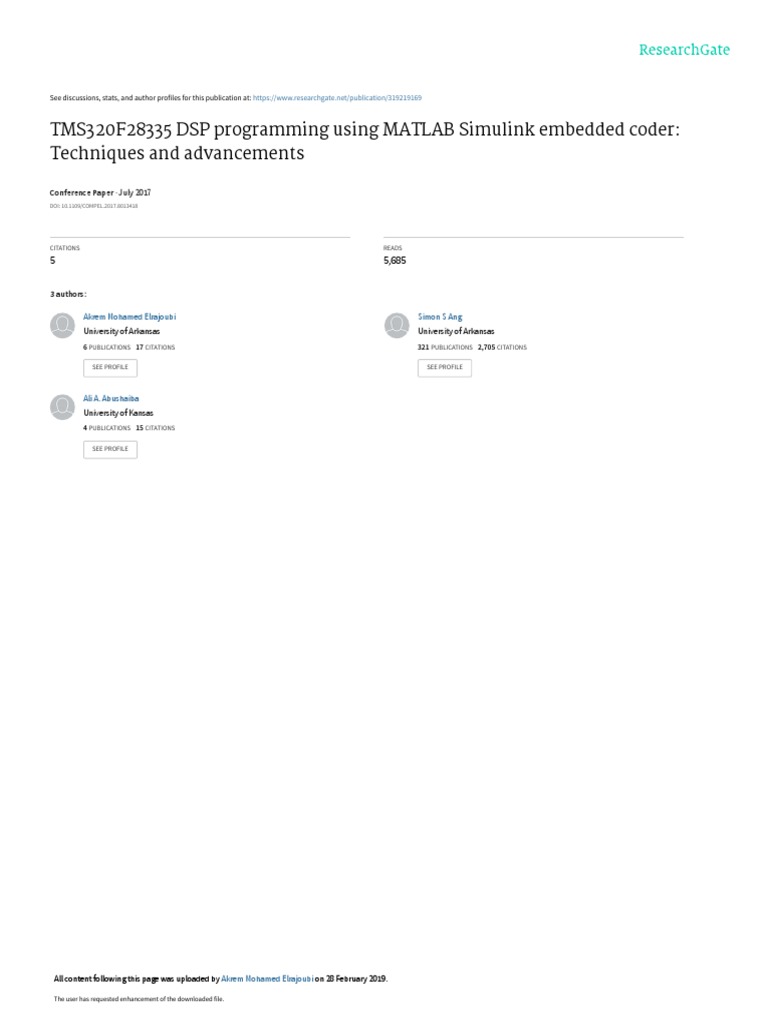 Tms320f28335 Dsp Programming Using Matlab Simulink Embedded Coder 0565