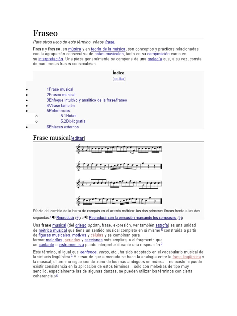 Significado y Ejemplos de Fraseo Musical | PDF | Teoría musical ...