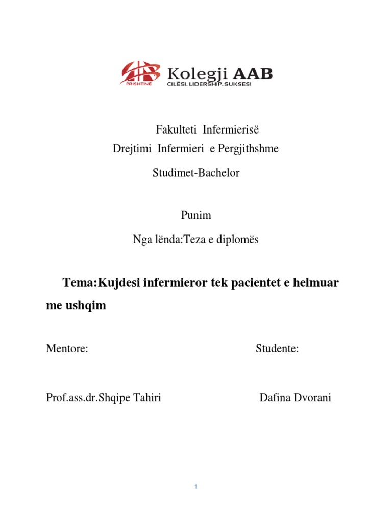 Kujdesi Infermieror Tek Pacientet e Helmuar Me Ushqim | PDF