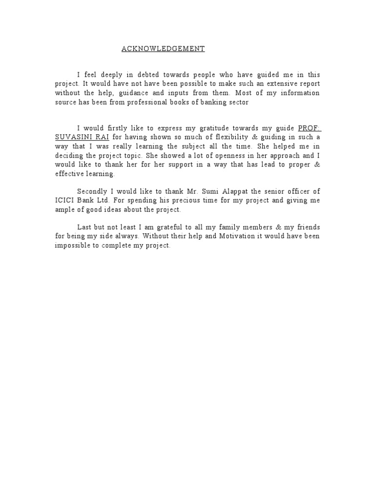 Acknowledgement | Download Free PDF | Online Banking | Banks & Banking