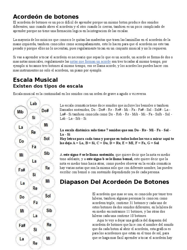 Guía de Acordeón de Botones | PDF | Acordeón | Escala (música)