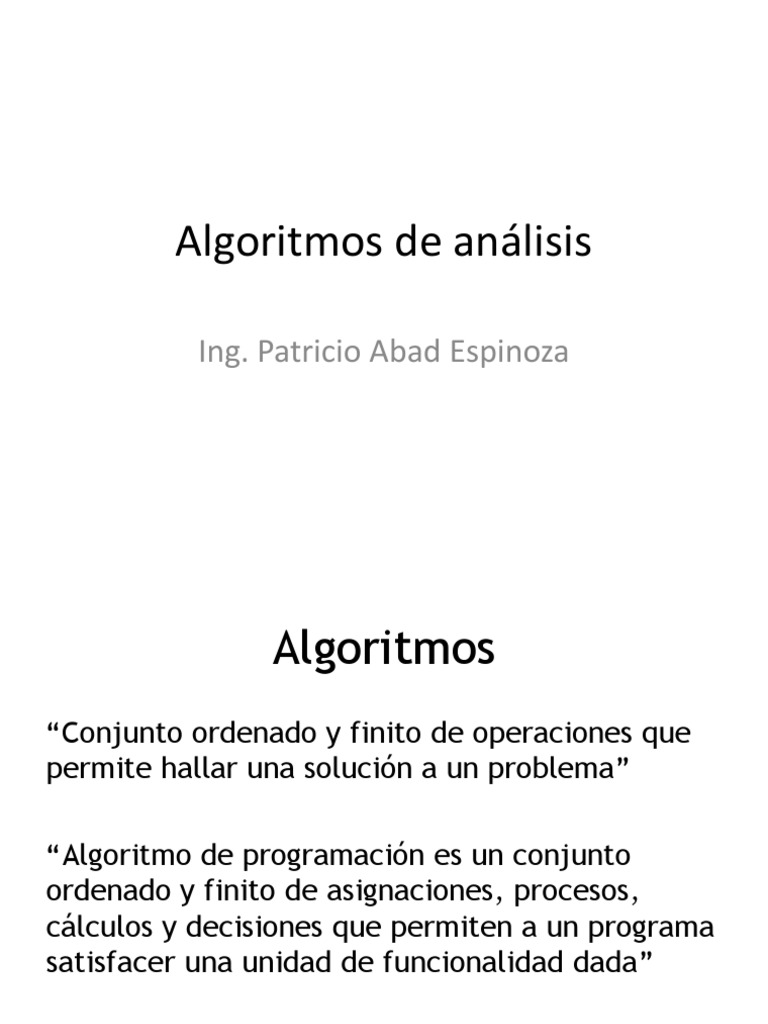 Tema 3 Algoritmos Del Análisis | PDF | Algoritmos | Programa de computadora