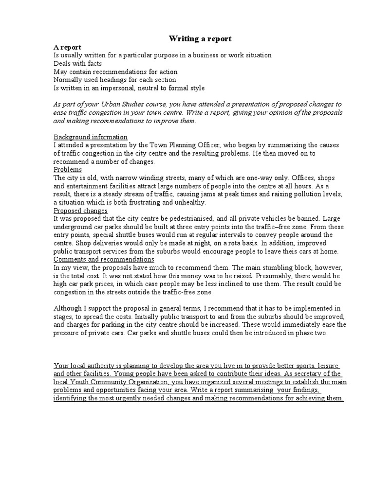 Writing A Report 12 Class | PDF | Public Transport | Car