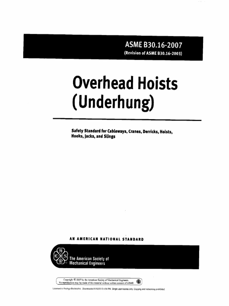 Asme B30.16-2007 | PDF