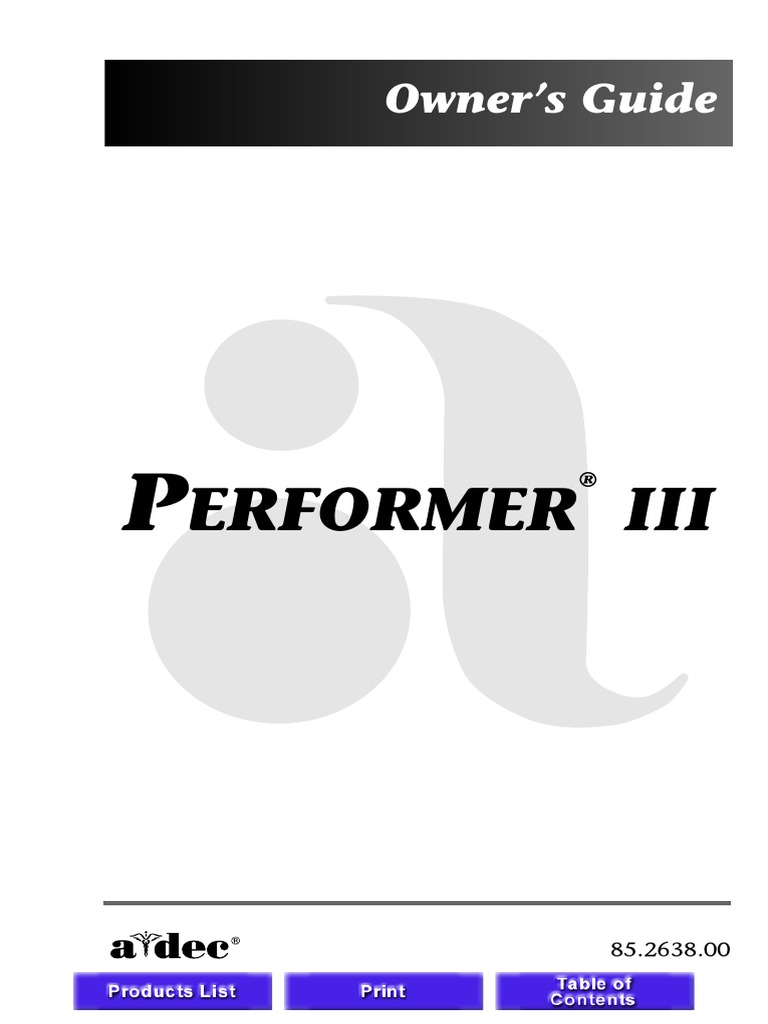 A-Dec Performer III Dental Chair Owner's Manual | PDF | Chair | Medical ...