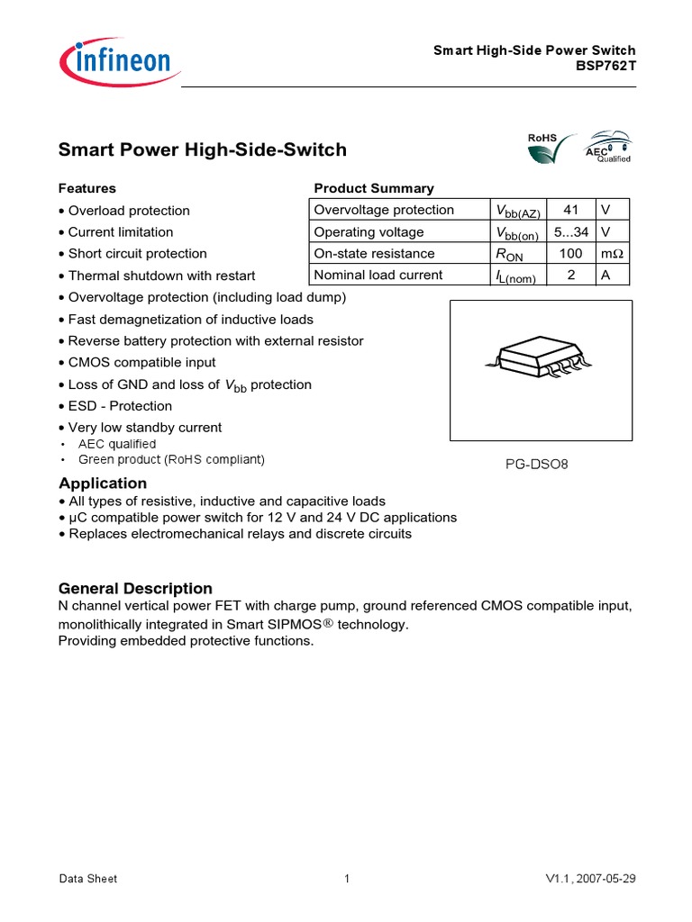 Infineon BSP762T DS v01 - 01 EN PDF | PDF | Computing