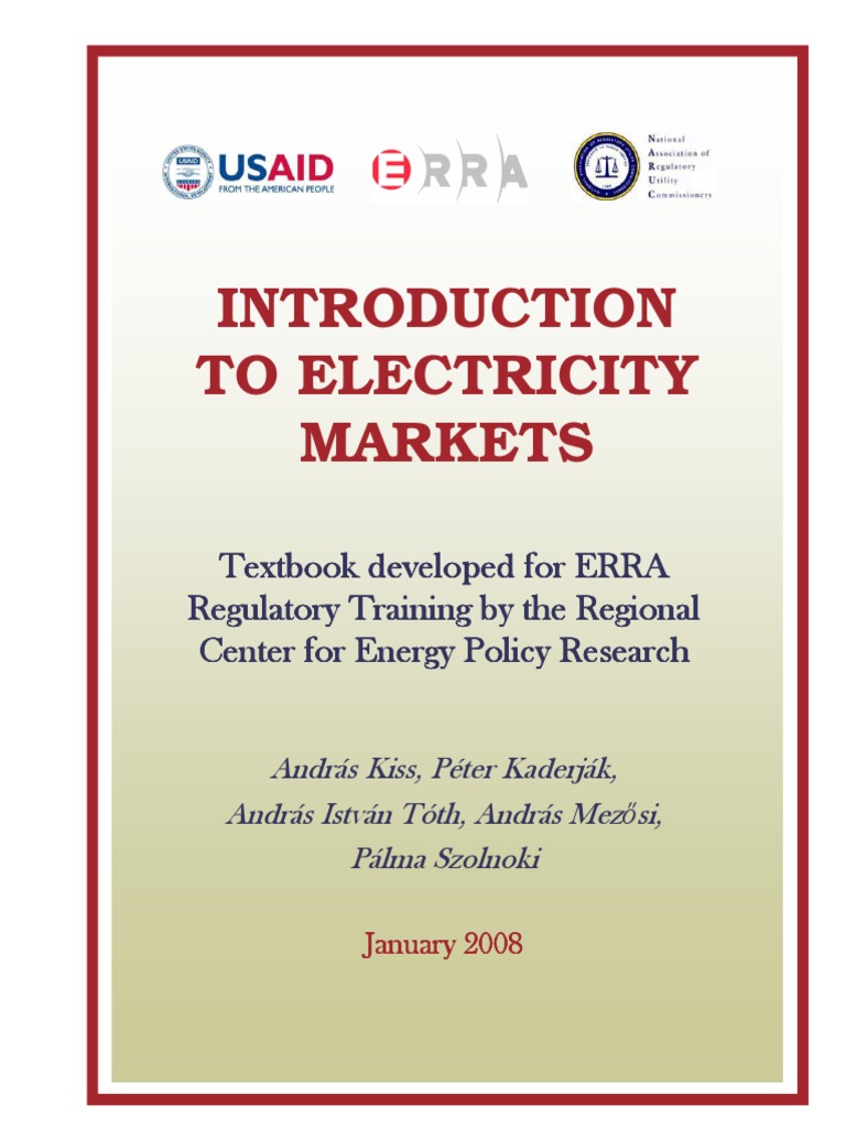 Textbook Electricity Markets Elearning 2008 With Cover Eng FINAL PDF ...