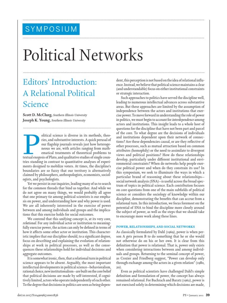 Political Networks: Editors' Introduction: A Relational Political ...