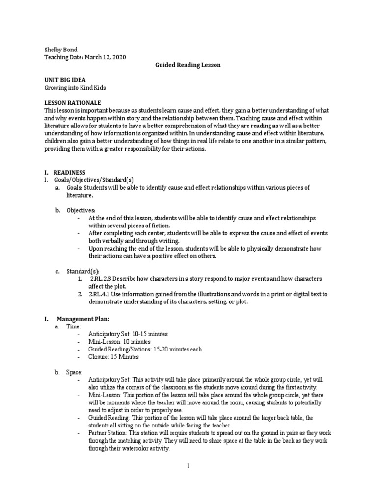 Reading Lesson Plan | PDF | Reading Comprehension | Behavior Modification