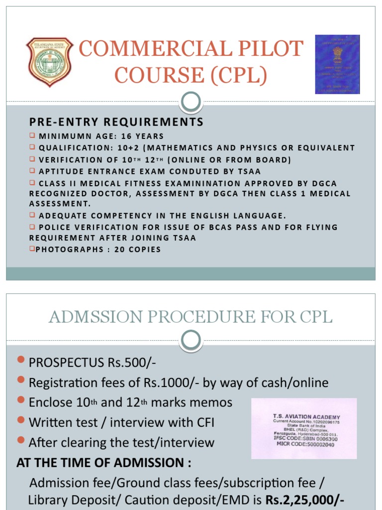 Commercial Pilot Course (CPL) : Pre-Entry Requirements | PDF | Flight ...