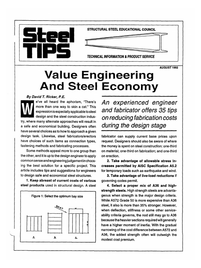 1992 - 08 Value Engineering and Steel Economy | PDF | Welding ...