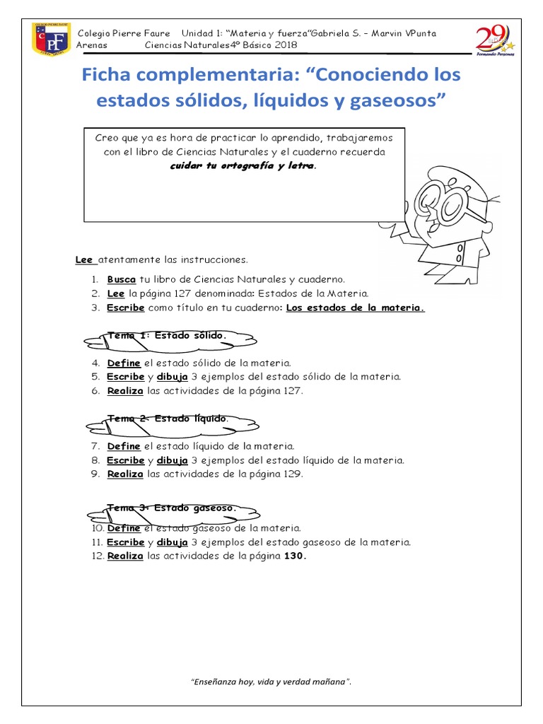 Ficha Complementaria-Conociendo Los Estados Liquido-Solido-Gaseoso | PDF