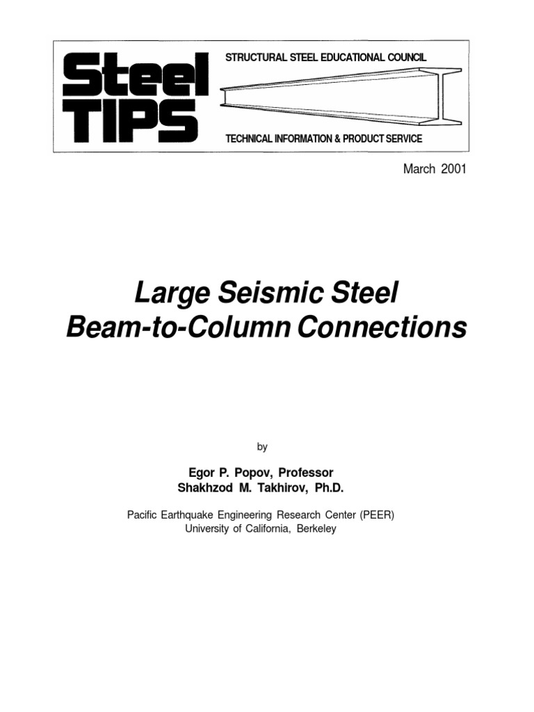 2001 - 03 Large Seismic Steel Beam To Column Connections | PDF ...