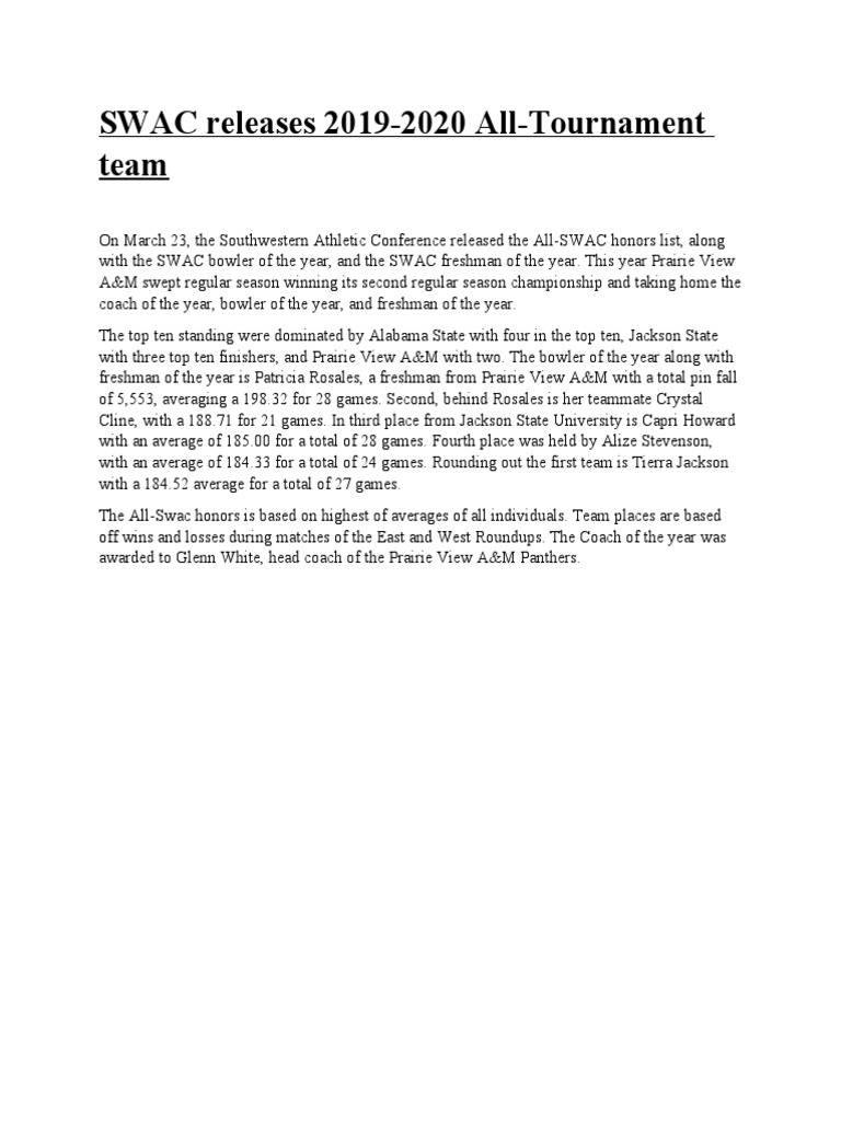 All Swac Honors | PDF