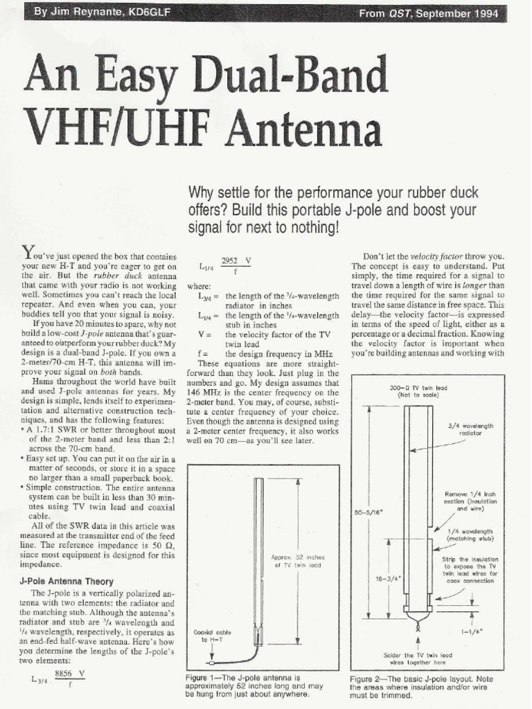 Easy Dual-Band VHF-UHF Antenna PDF | PDF | Coaxial Cable | Antenna (Radio)