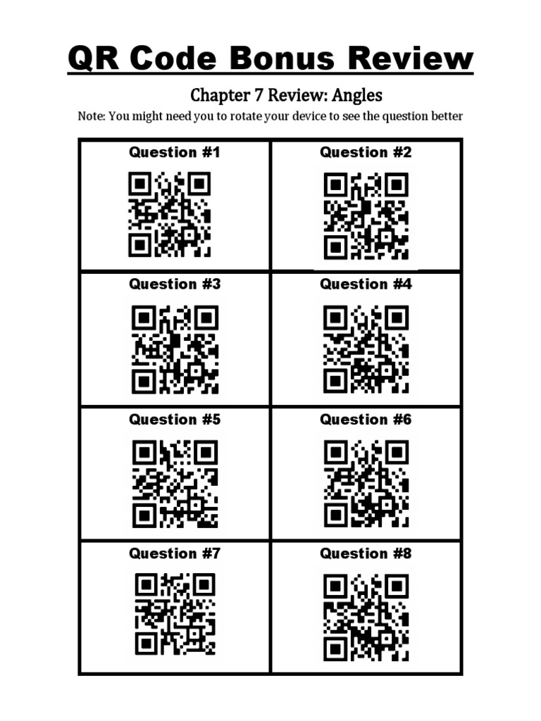 QR Code Bonus Review: Angles Quiz | PDF | Games & Activities