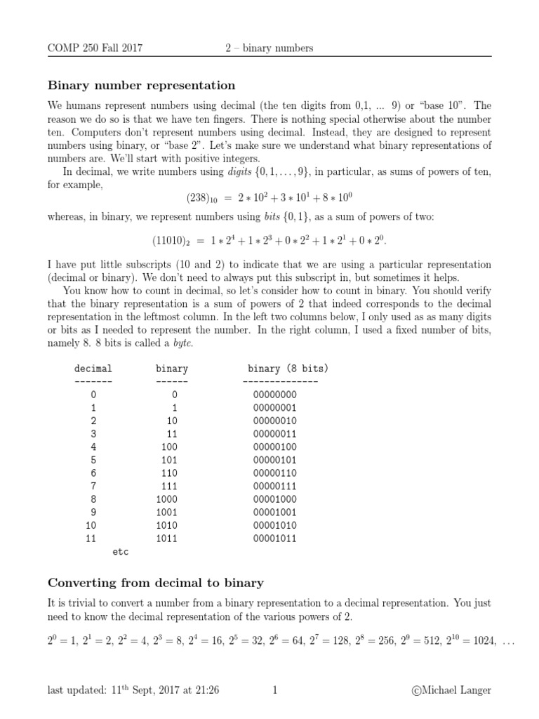 Binary Number Representation | PDF | Decimal | Numbers