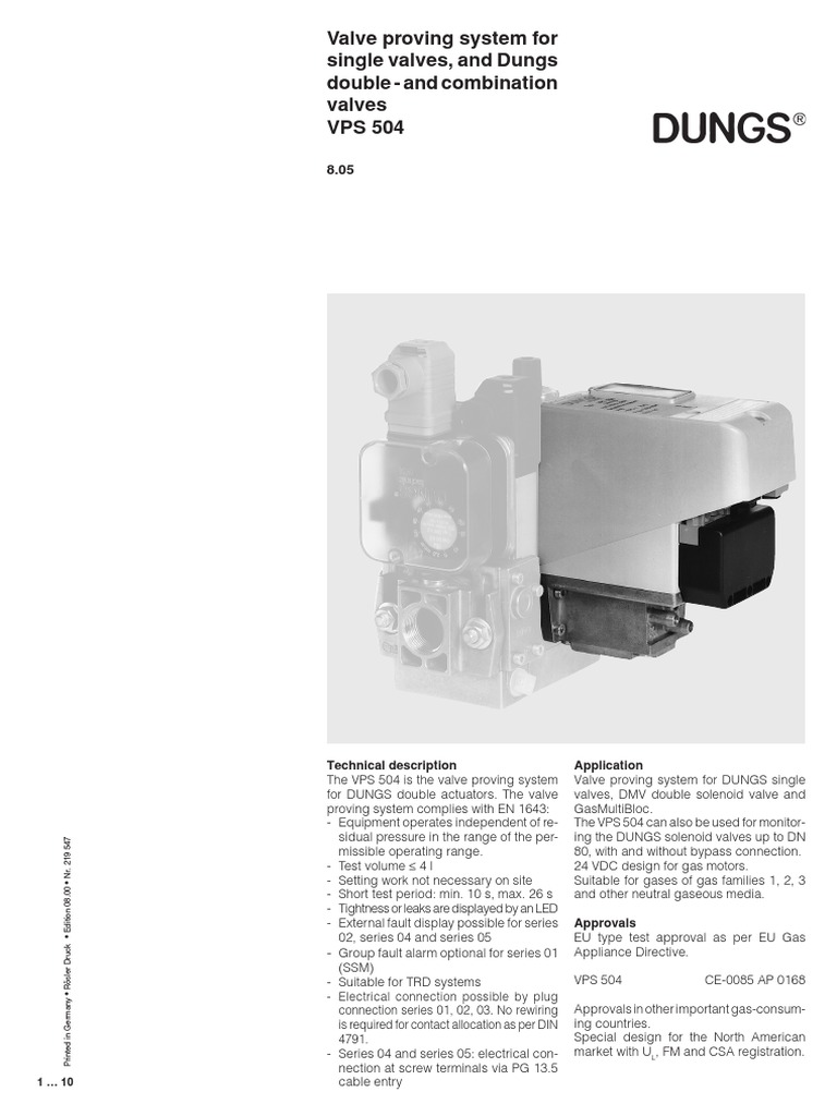 Dungs Valve Proving Systems Vps 504 | PDF | Electrical Connector | Valve