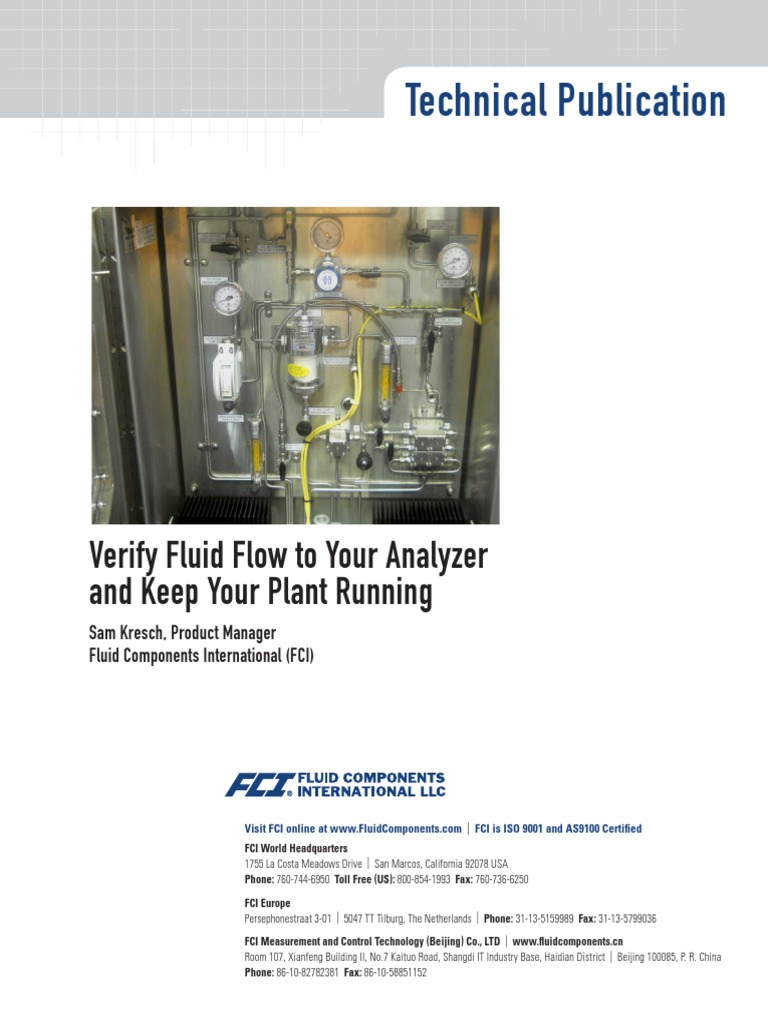 FS10A Analyzer Flow Assurance 8 30 12 PDF | PDF | Flow Measurement | Sensor
