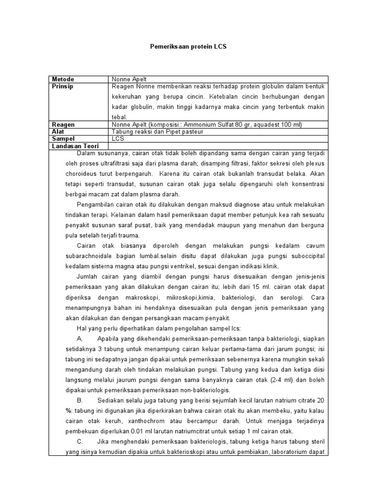 23 - Pemeriksaan Protein LCS | PDF