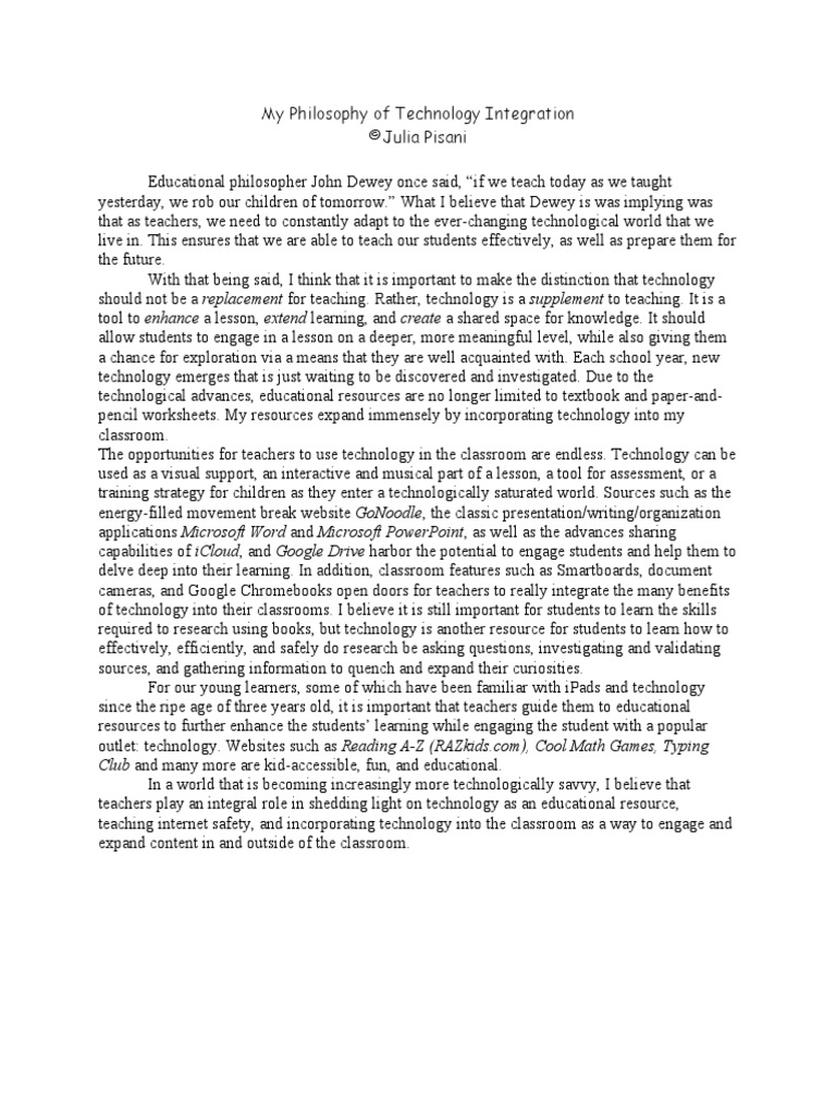 Technology Integration | PDF | Teachers | Behavior Modification