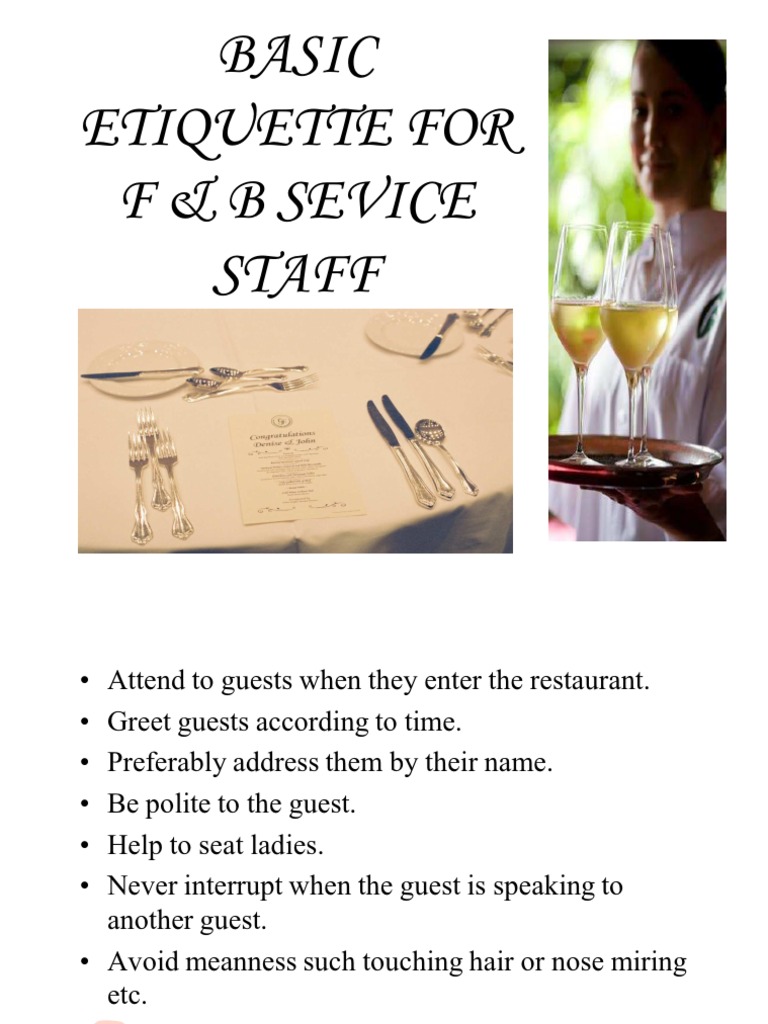 F& B Services Induction Manual | PDF | Tableware | Menu