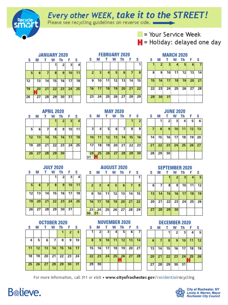 2020 Recycling Calendar GREEN | PDF | Waste Management | Waste