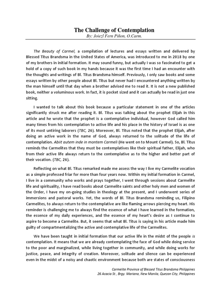 The Challenge of Contemplation | PDF | Religious Behaviour And ...