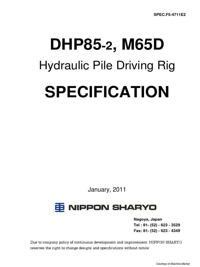Hydraulic Pile Driving Rig DHP85-2 | PDF | Pump | Vehicles