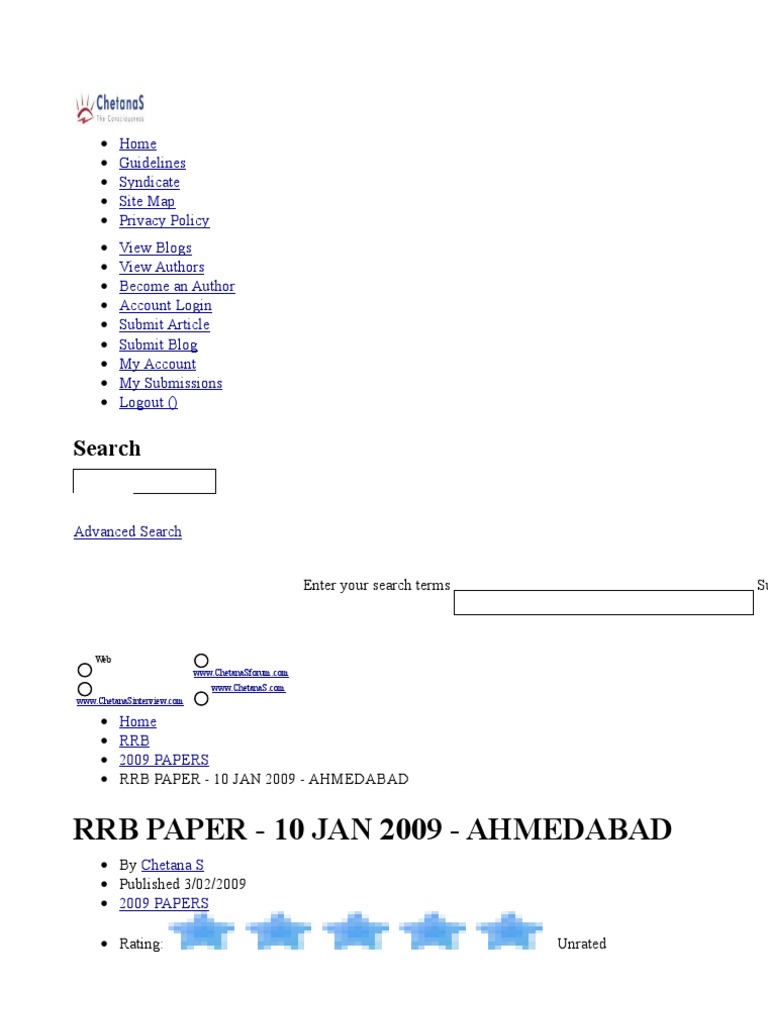 RRB Paper - 10 Jan 2009 - Ahmedabad: Search | PDF | Physics ...