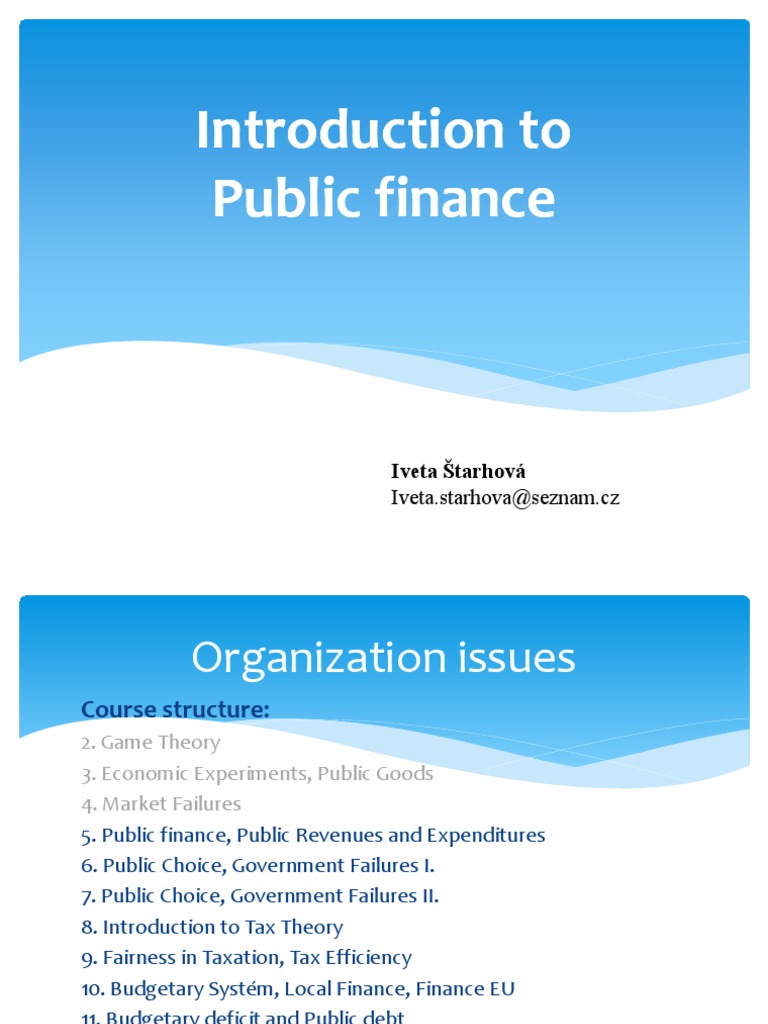Introduction To To Public Public Finance Finance: Iveta Štarhová | PDF ...