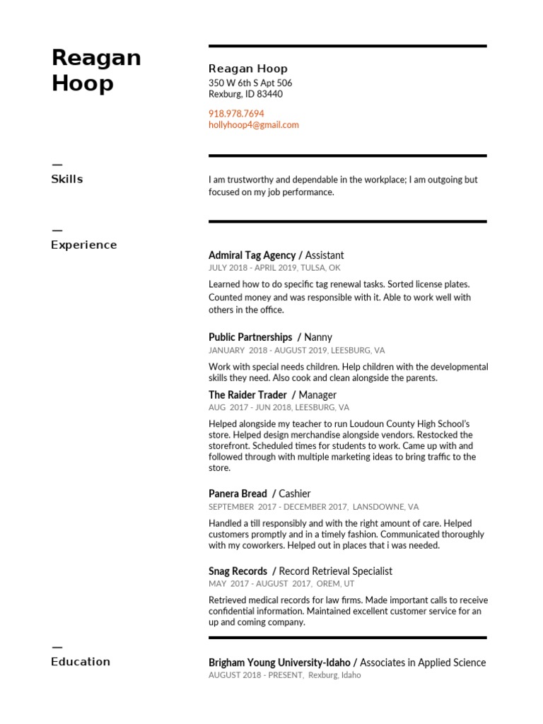 Reagan Hoop's Professional Resume | PDF | Career & Growth | Business