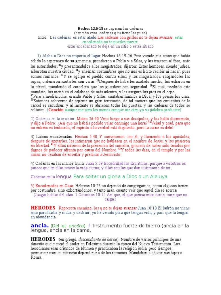 Hechos 12 6 Se Cayeron Las Cadenas | PDF | Herodes el grande | San Pedro