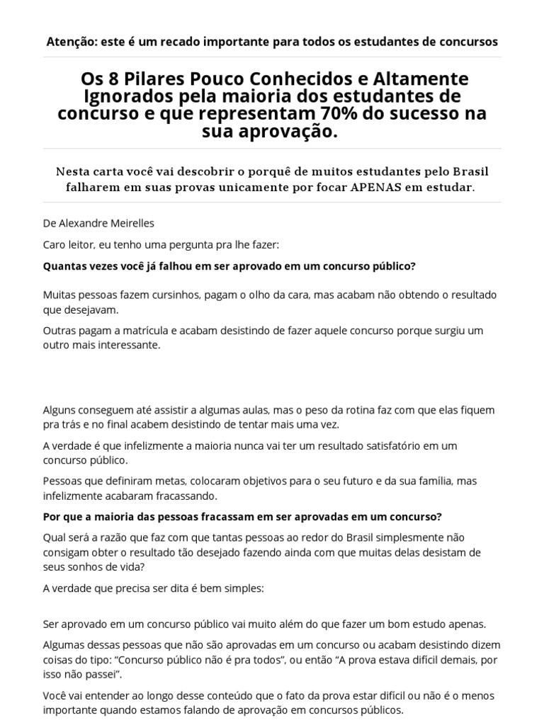 Os 8 Pilares - Método de Estudo - Alexandre Meirelles PDF | PDF | Tempo ...