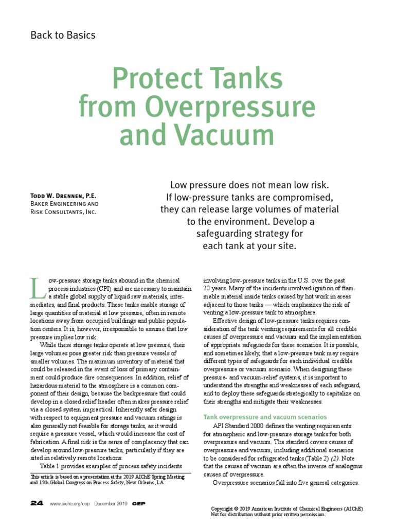 Protect Tanks From Overpressure and Vacuum PDF | PDF | Heat Transfer ...