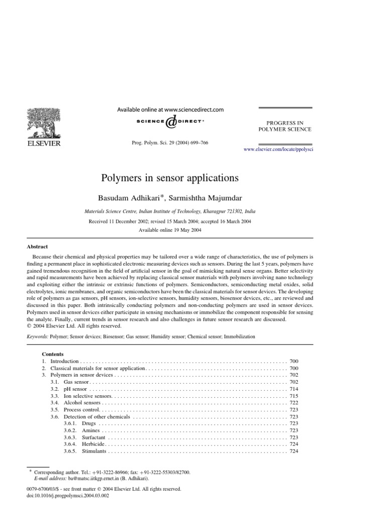 Polymers in Sensor Technology | PDF | Biosensor | Semiconductors
