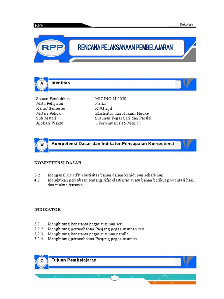 RPP Susunan Pegas Seri Dan Paralel | PDF