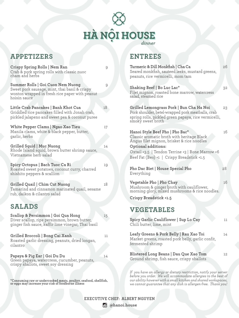 Hanoi House Dinner | PDF | Thai Cuisine | Asian Cuisine