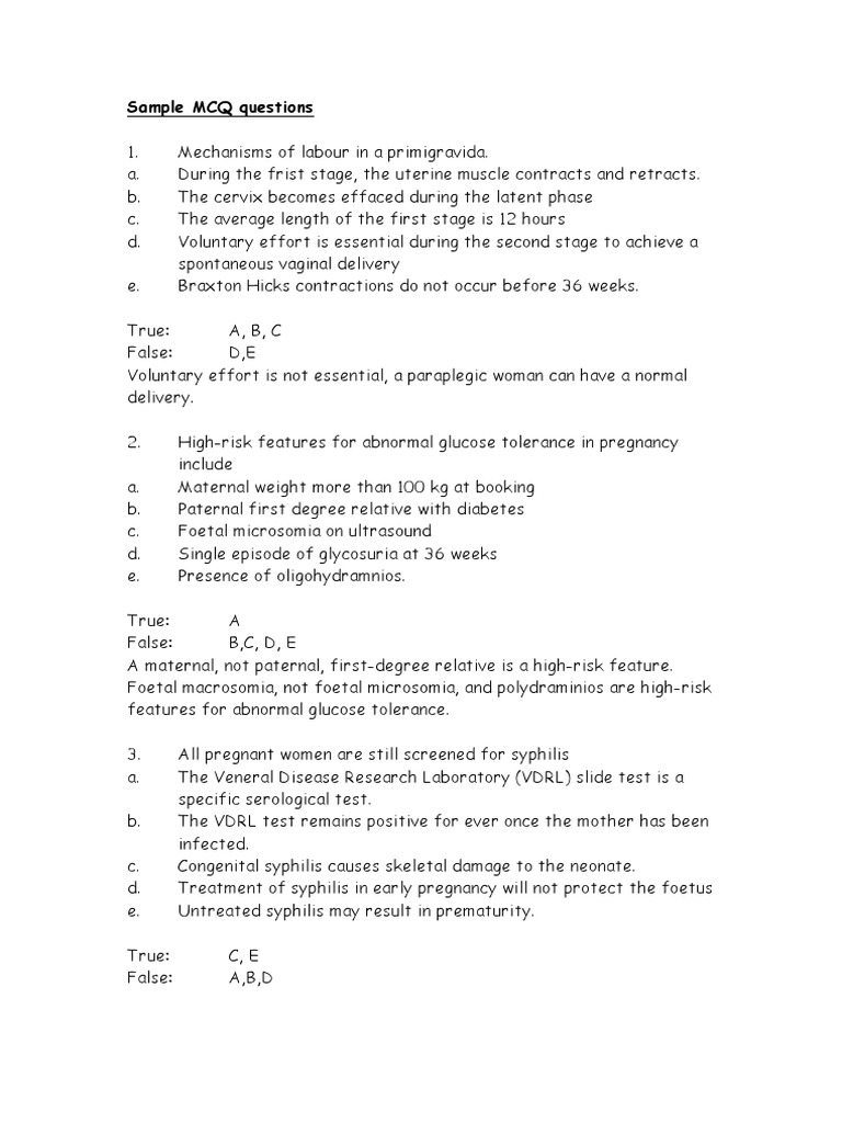 Obg MCQS PDF | PDF | Combined Oral Contraceptive Pill | Childbirth