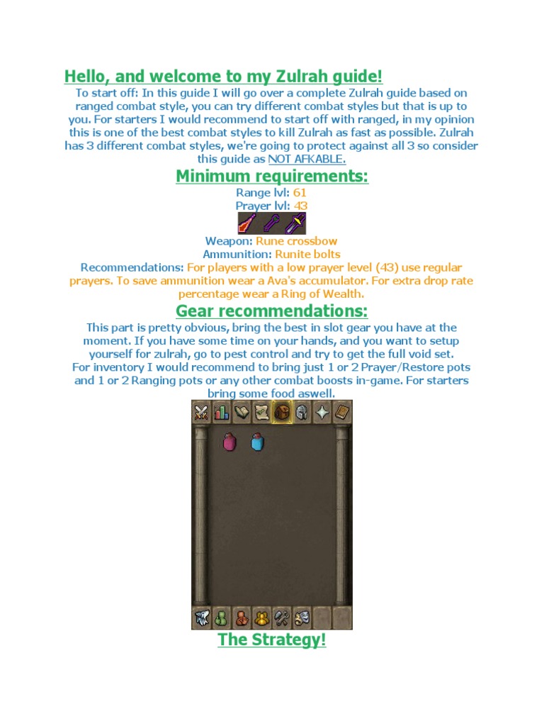 Hello, and Welcome To My Zulrah Guide! | PDF | Leisure | Sports