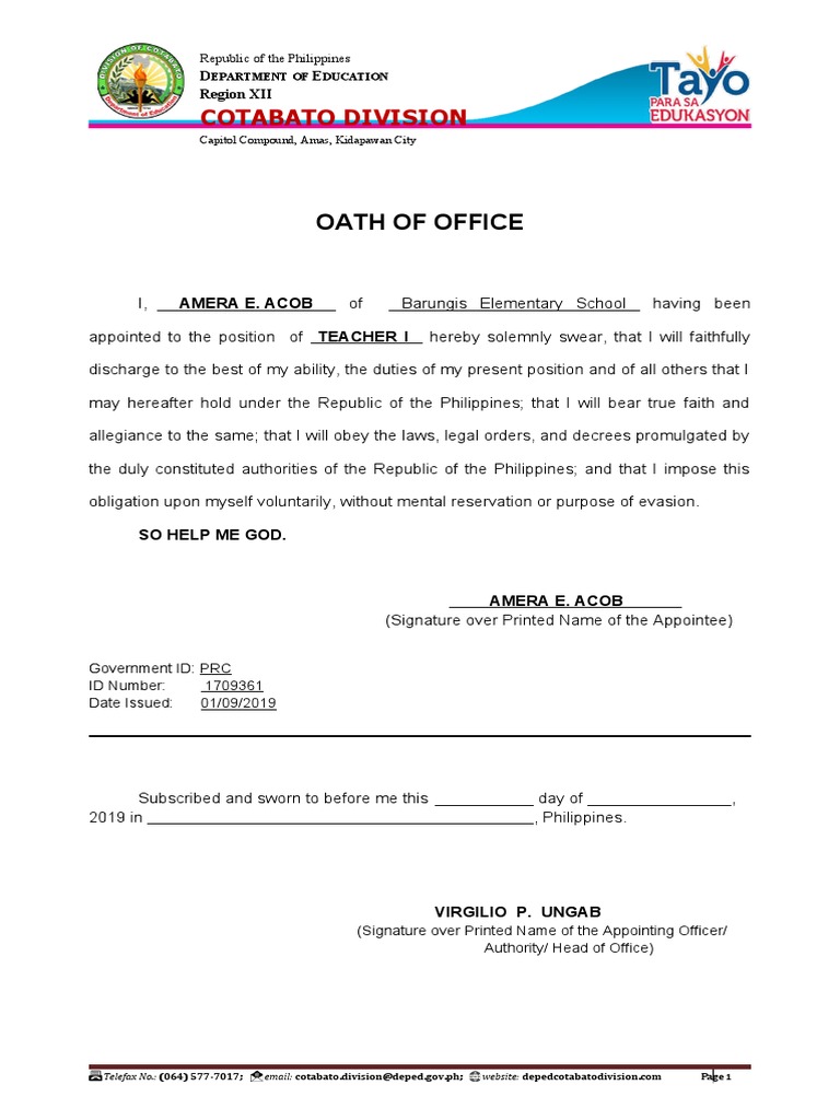 1OATH OF OFFICE - Newformat | PDF | Oath Of Office | Rules