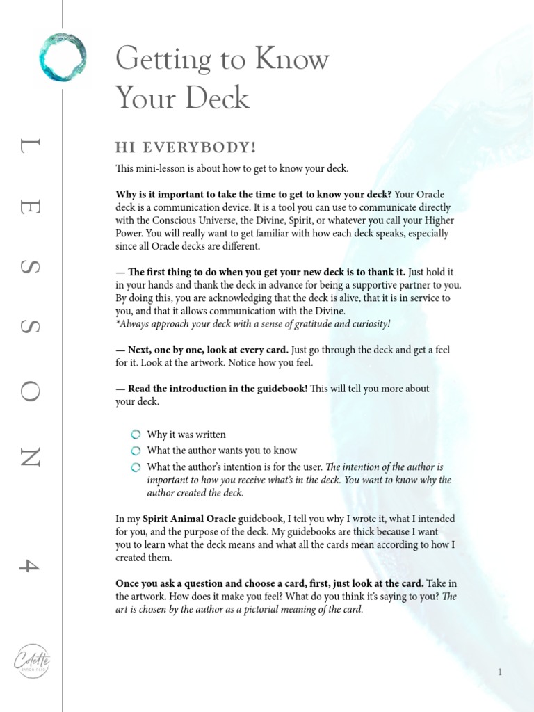 Getting To Know Your Deck | PDF | Communication