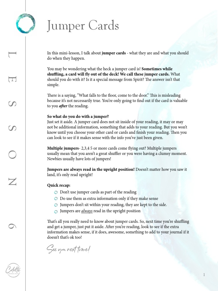 Jumper Cards: See You Next Time! | PDF