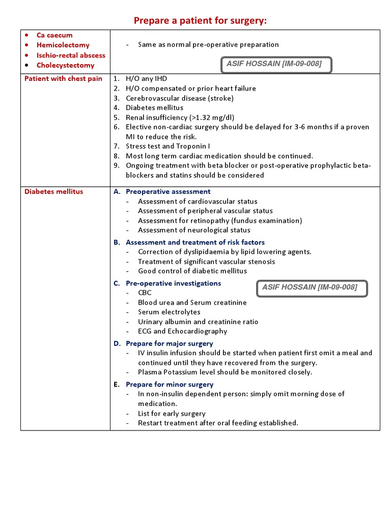 Preoperative or Pre Anaesthetic Assessment | PDF | Surgery | Creatinine
