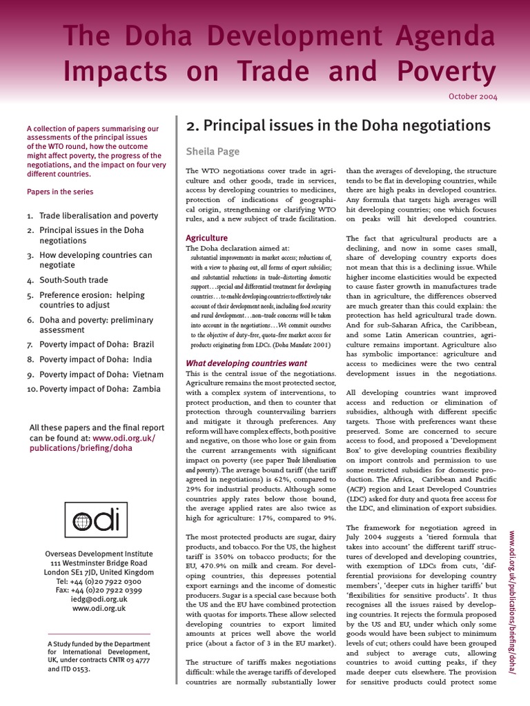 The Doha Development Agenda Impacts On Trade and Poverty | PDF | Doha Development Round | Subsidy