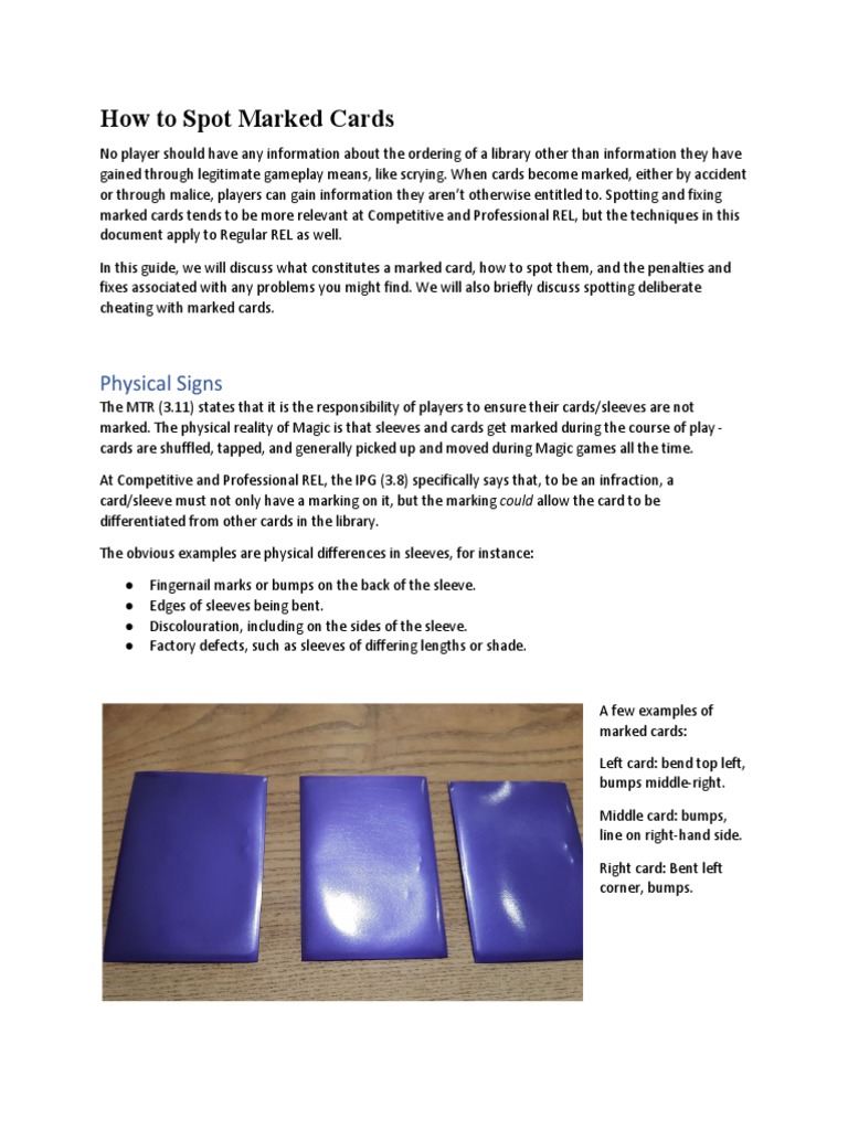 Identifying Marked Cards in Play | PDF